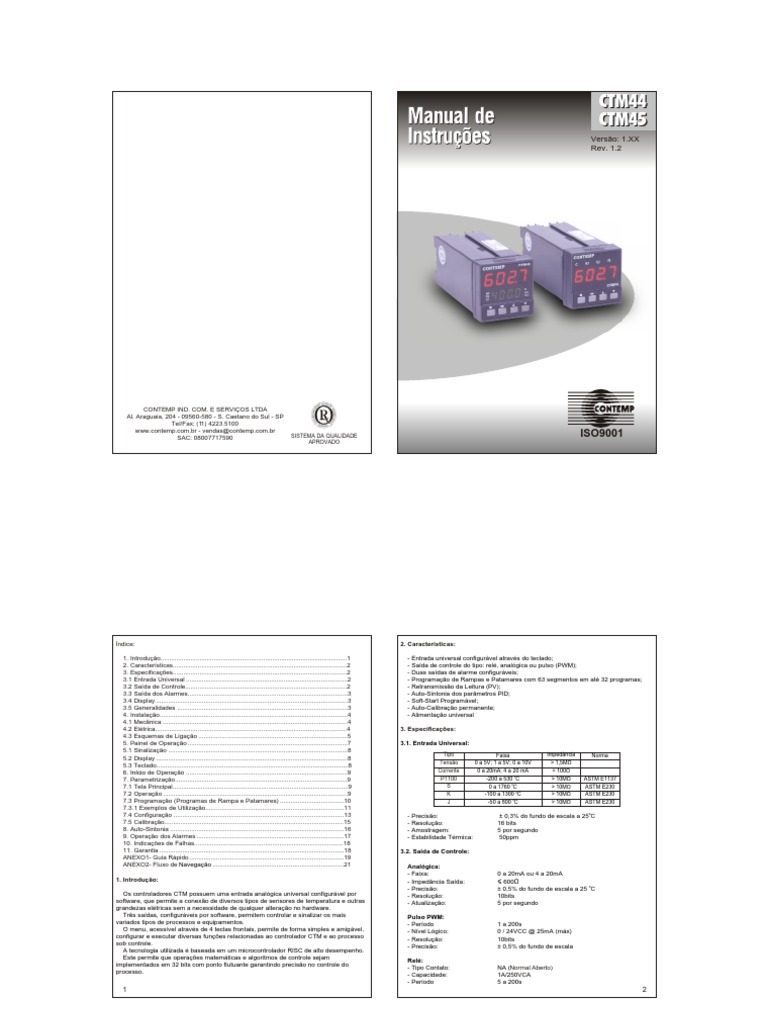 Manual Controlador Contemp CTM 44 e 45 | Download grátis PDF ...