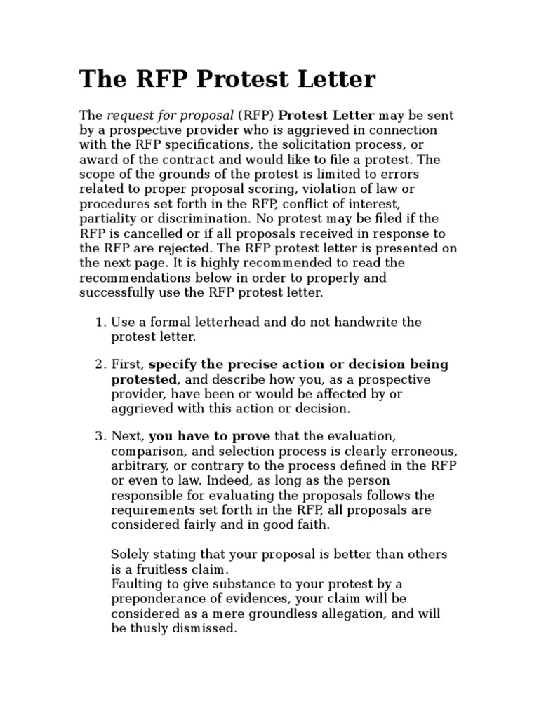 RFP Protest Letter | PDF | Request For Proposal | Social Institutions