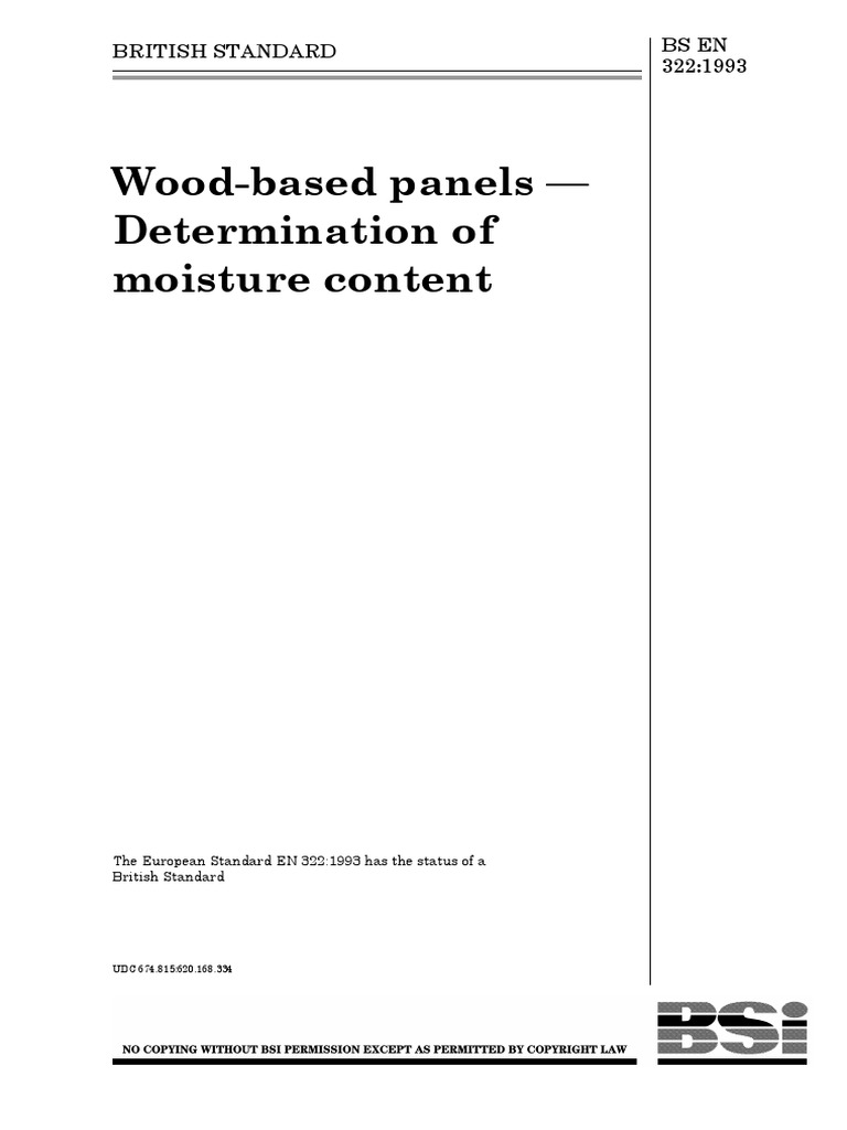 BS en 322 Wood-Based Panels-Determination of Moisture Content | PDF ...