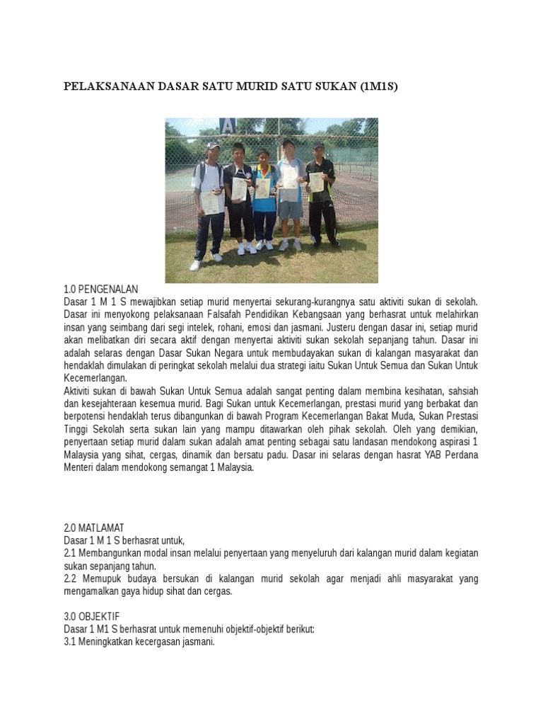 Pelaksanaan Dasar Satu Murid Satu Sukan | PDF