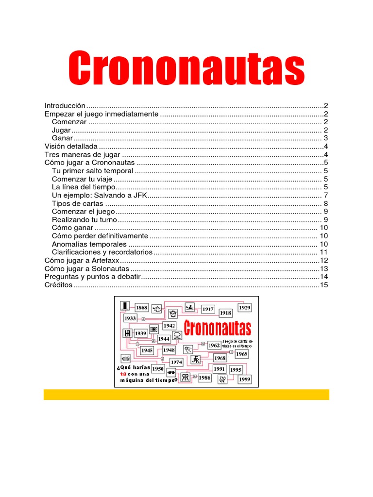 Crononautas (Reglas) | PDF | Viaje en el tiempo | John F. Kennedy