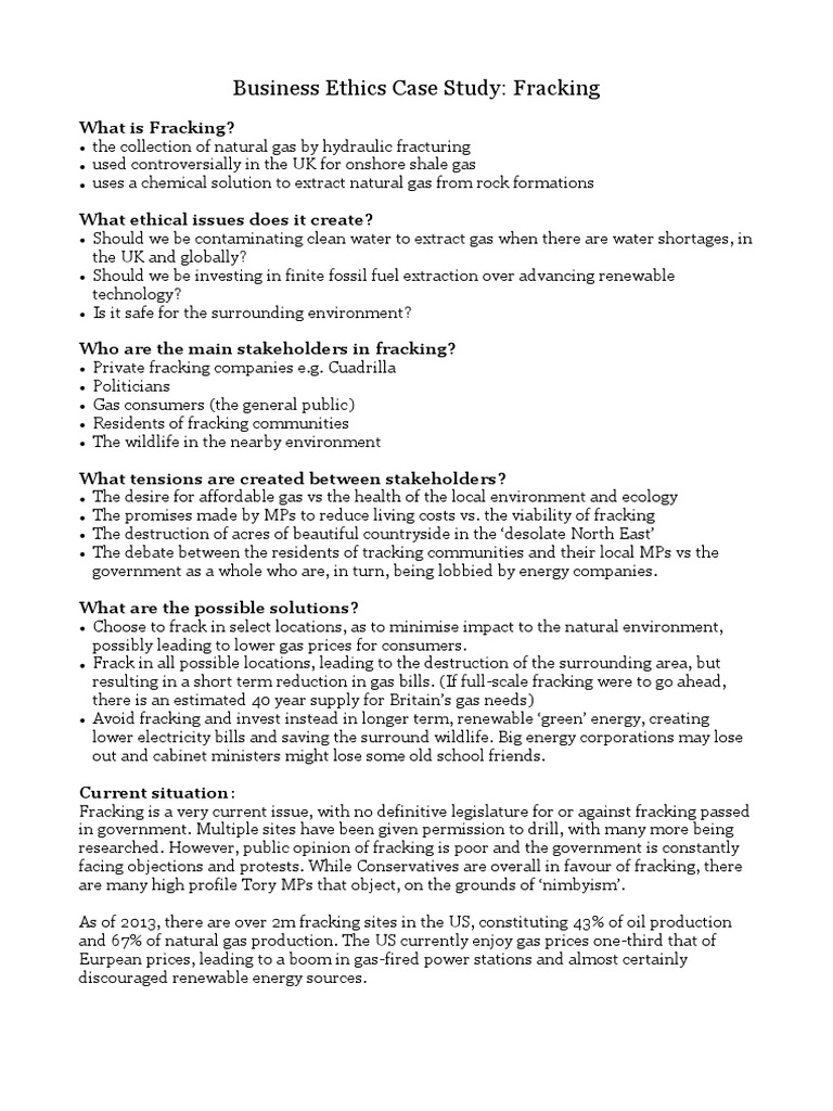 Fracking Case Study | PDF | Hydraulic Fracturing | Natural Gas