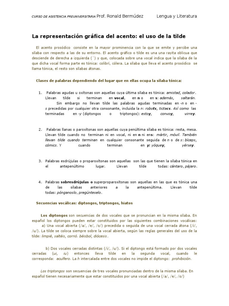 Uso de la tilde en español | PDF | Vocal | Palabra