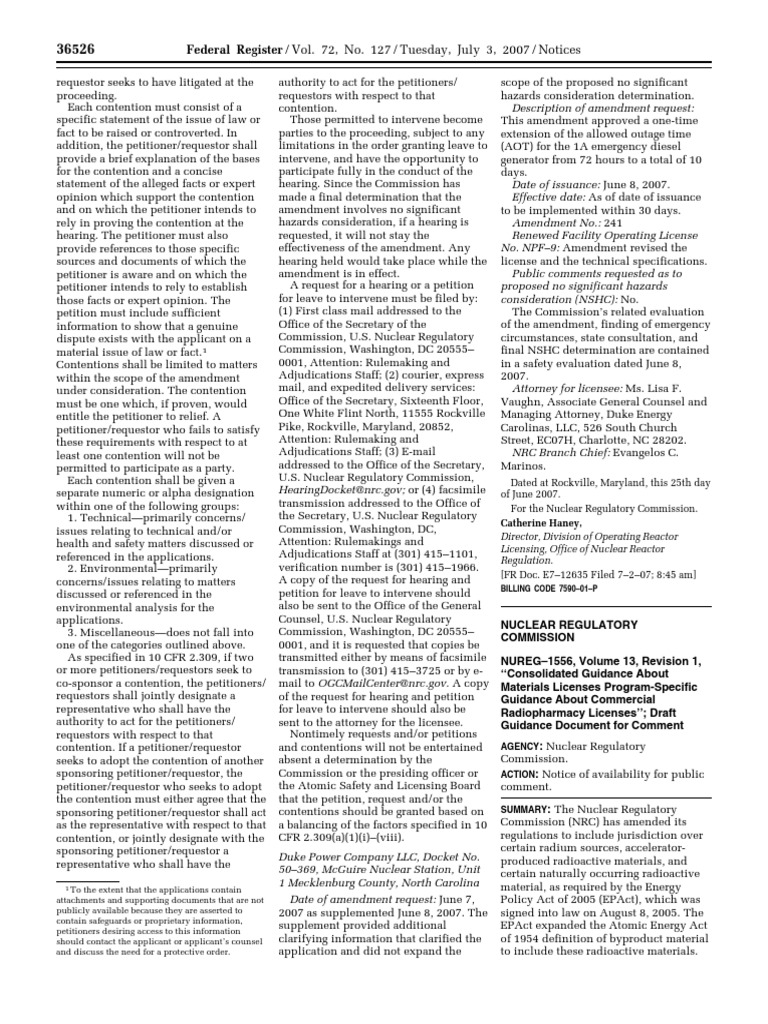 Federal Register / Vol. 72, No. 127 / Tuesday, July 3, 2007 / Notices ...