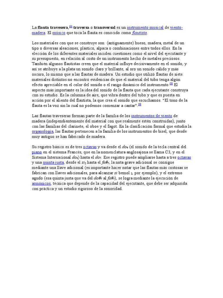 Características de la flauta transversal | PDF | Ciencias sociales