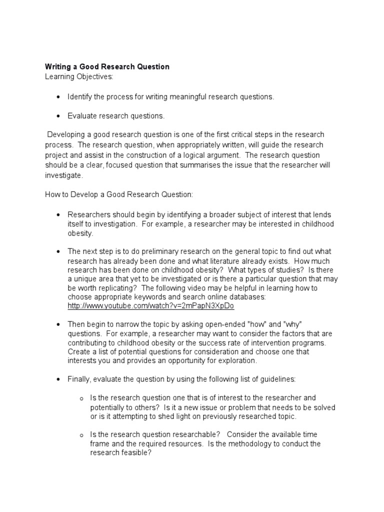 Crafting Effective Research Questions | PDF | Thesis | Evaluation