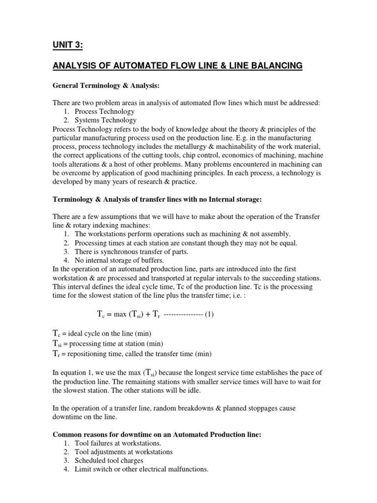Automated Flow Line Analysis & Balancing | PDF