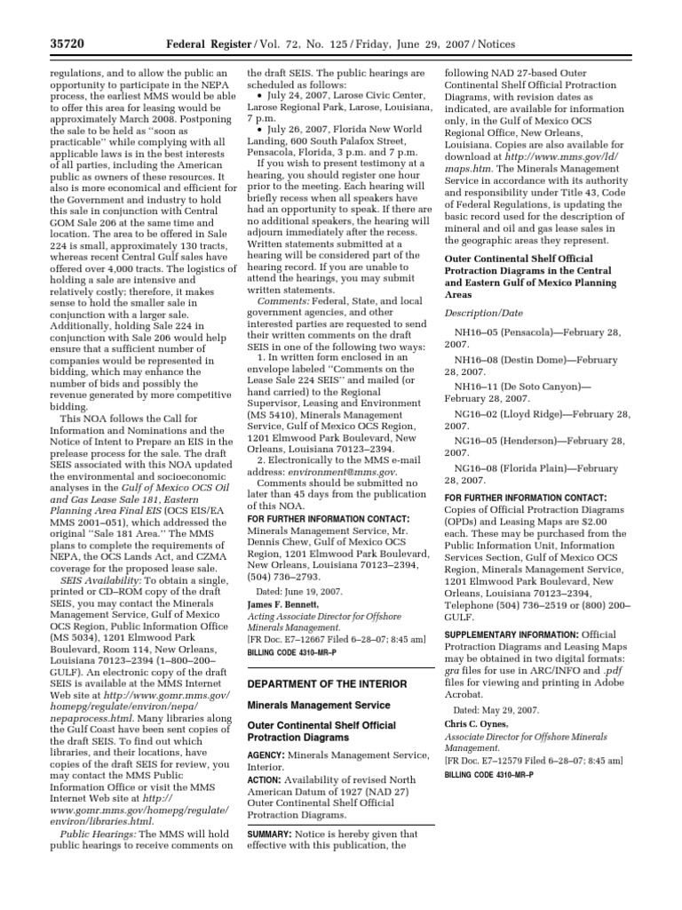 Notice: Environmental Statements Availability, Etc.: Gulf of Mexico OCS ...