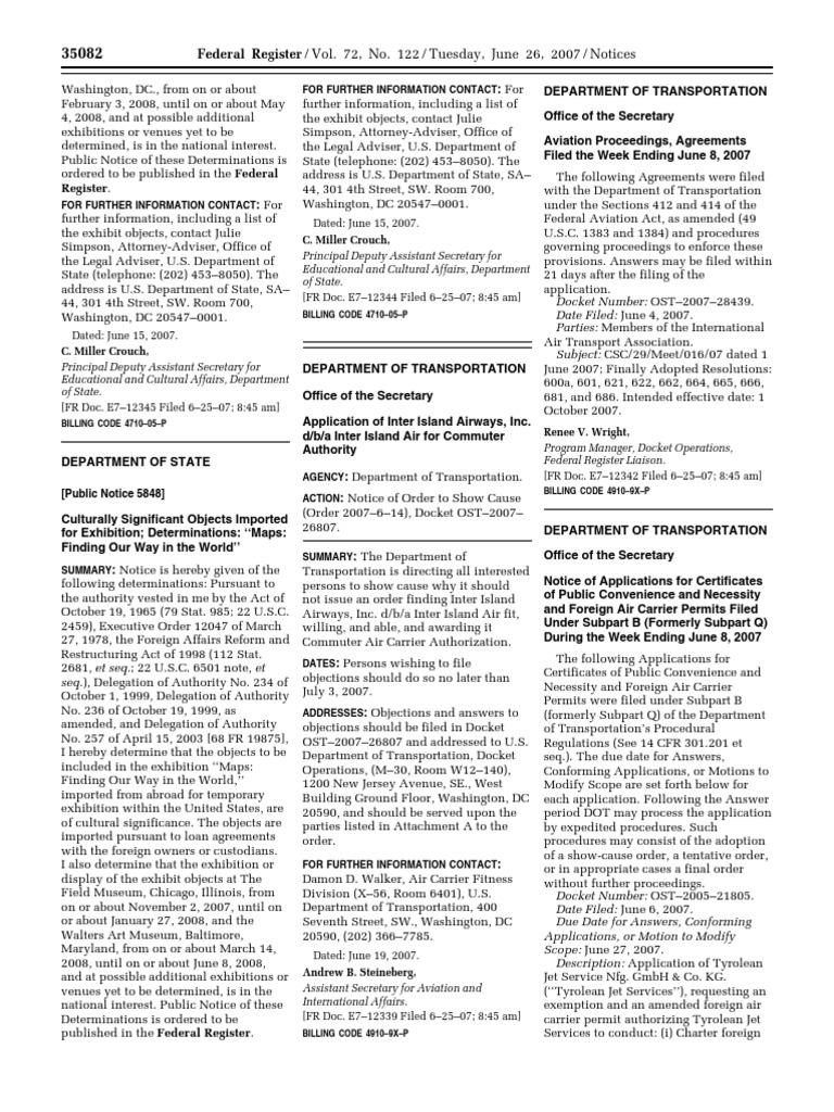 Notice: Culturally Significant Objects Imported For Exhibition: Maps ...