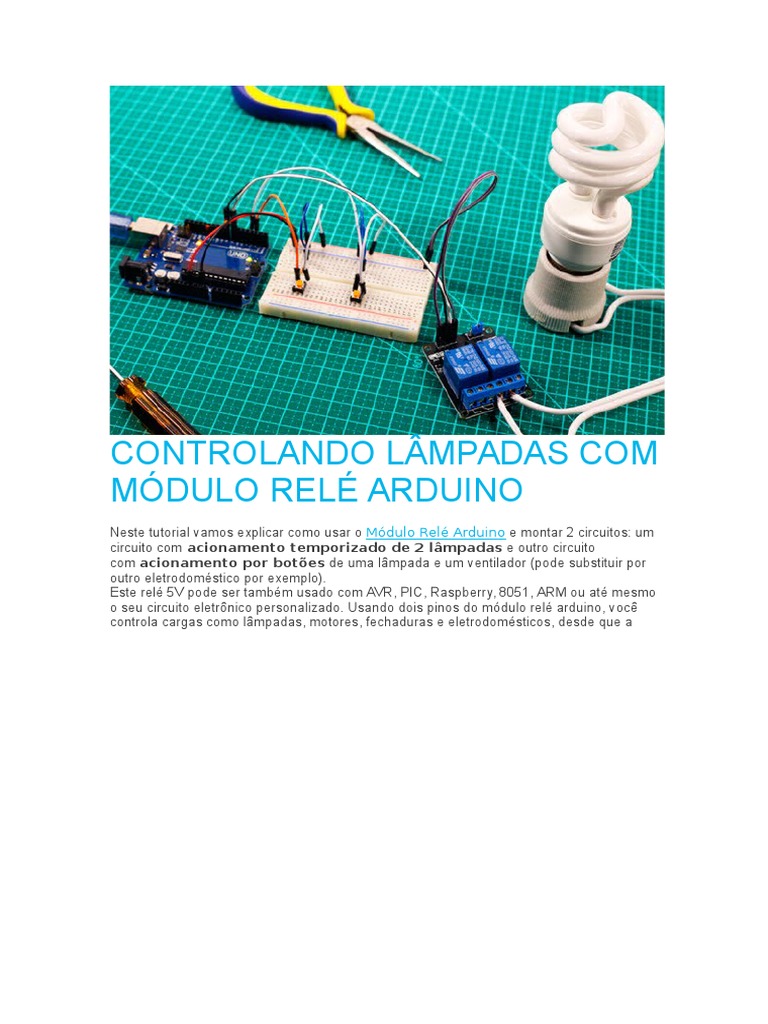Controlando Lâmpadas Com Módulo Relé Arduino | PDF | Relé | Arduino