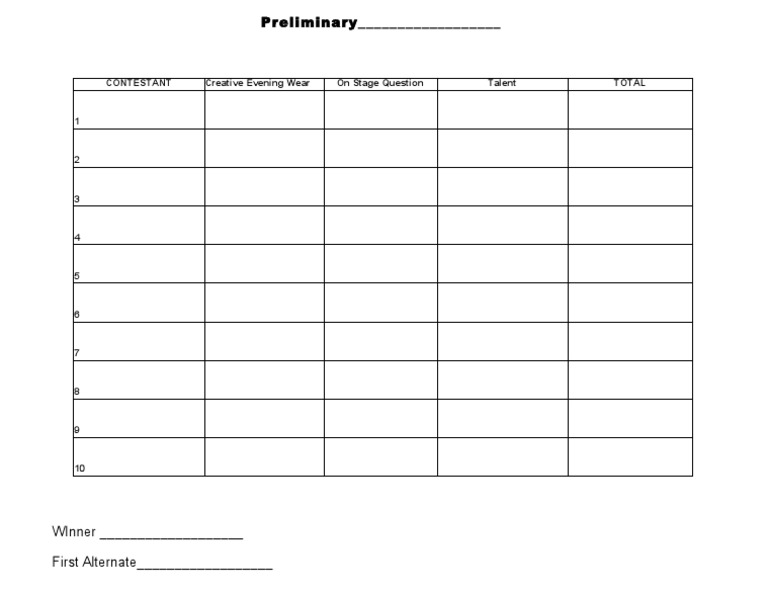 Pageant Tally Sheet | PDF