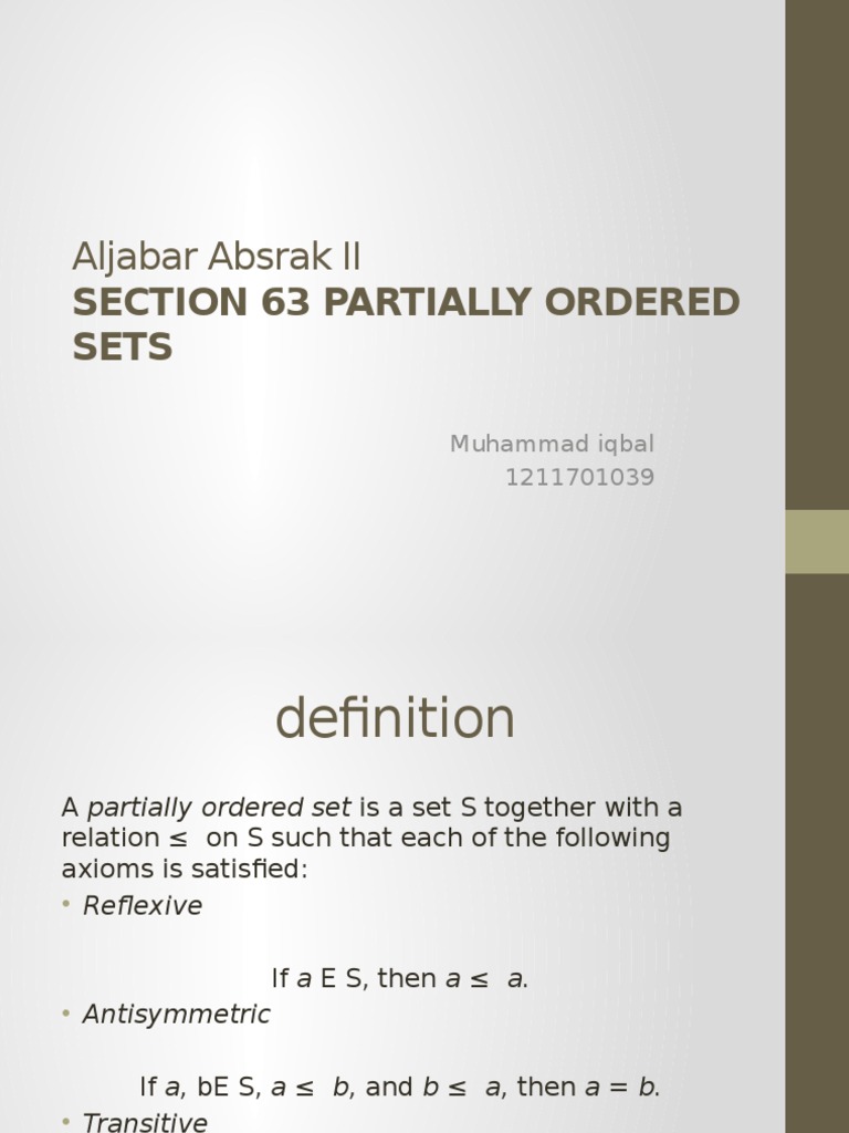 Section 63 Partially Ordered Sets Pdf Abstract Algebra Mathematical Concepts