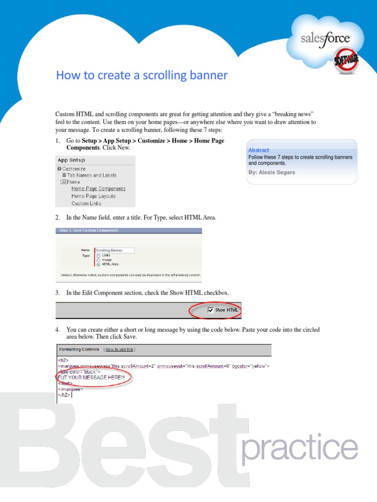 How To Create A Scrolling Banner | PDF | Salesforce.Com | Cyberspace