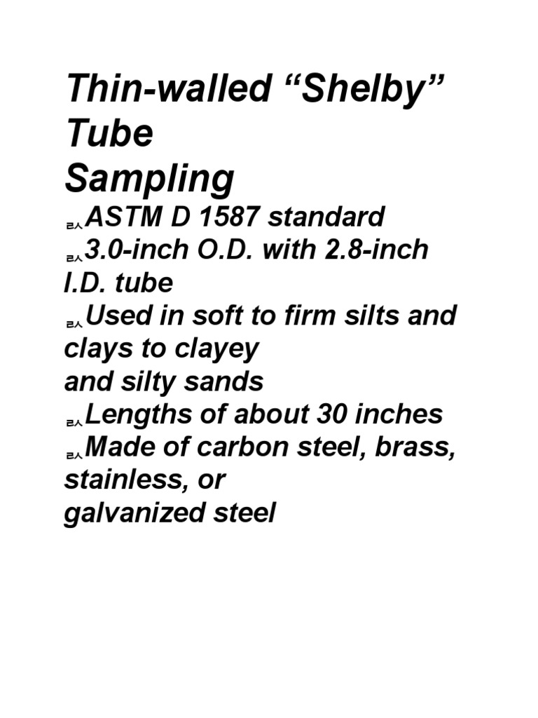 Thin-Walled "Shelby" Tube Sampling | PDF