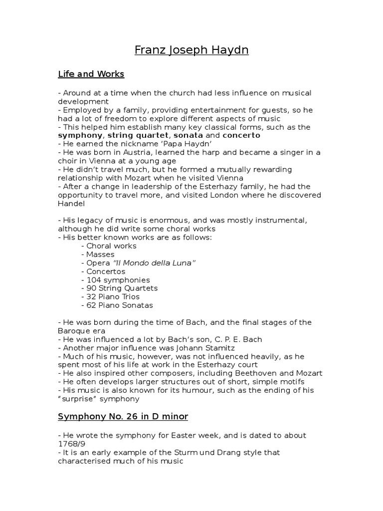 Haydn: Life, Works, and Legacy | PDF