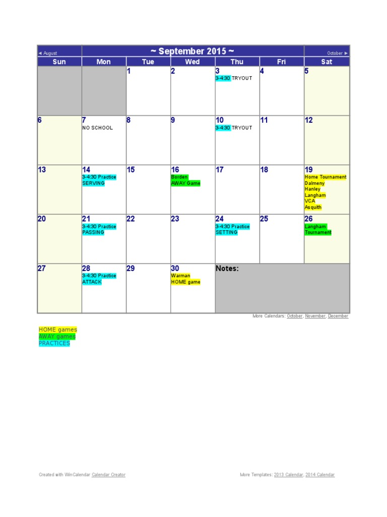 Junior Girls Volleyball Calendar | PDF