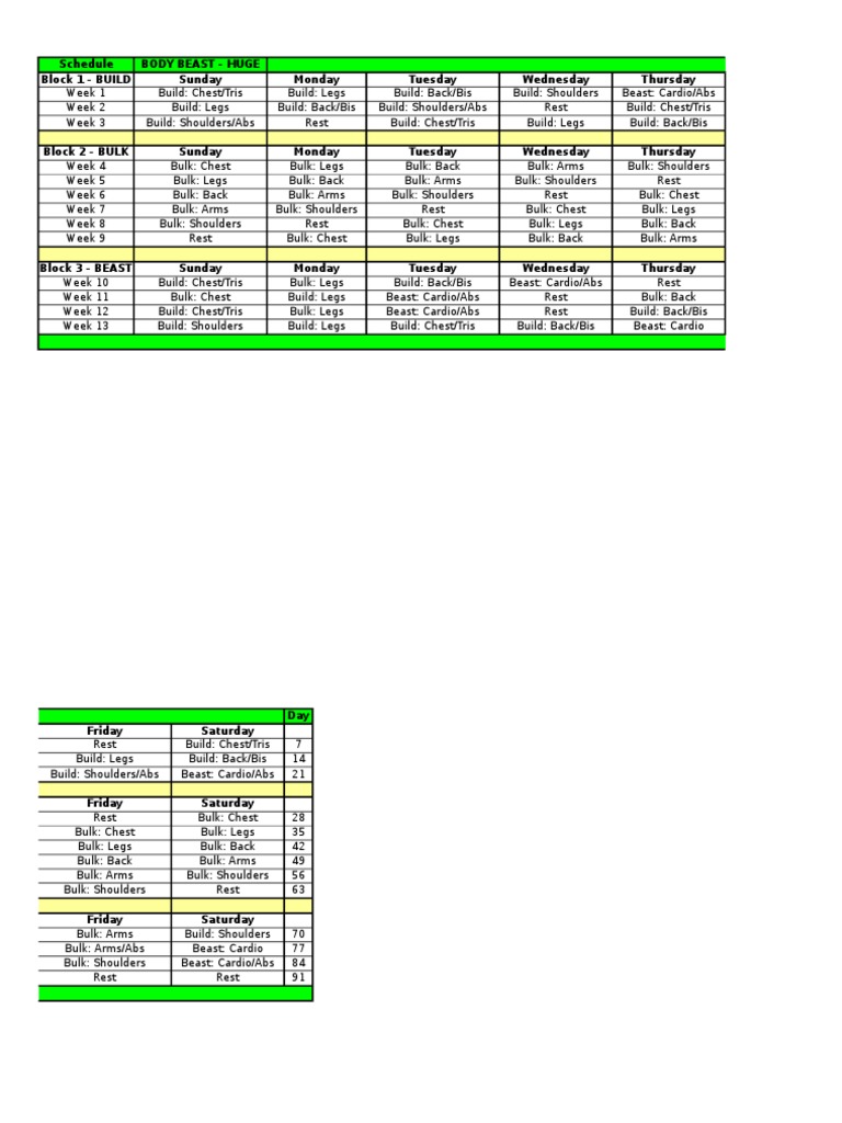 Body Beast Workout Sheets | PDF | Weight Training | Human Anatomy