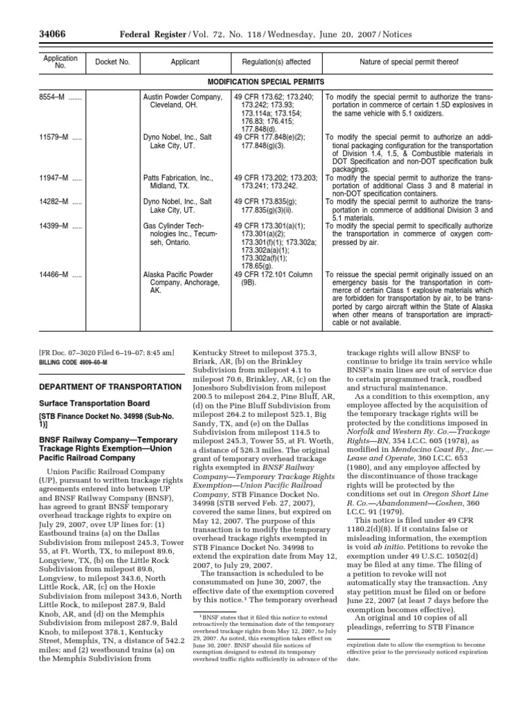 Notice: Railroad Operation, Acquisition, Construction, Etc.: Union ...