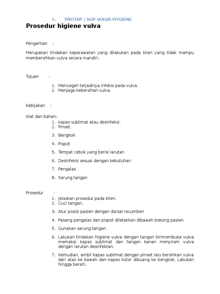 Sop Vulva Hygine... | PDF