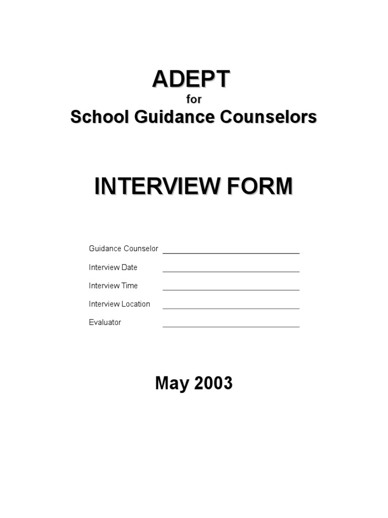 Interview Form (Guidance Office) | PDF | School Counselor | Interview