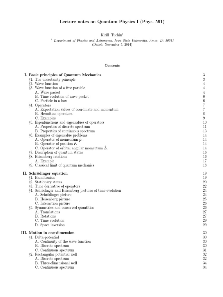Quantum Mechanics | PDF | Wave Function | Quantum Mechanics Quantum Mechanics | PDF | Wave Function | Quantum Mechanics