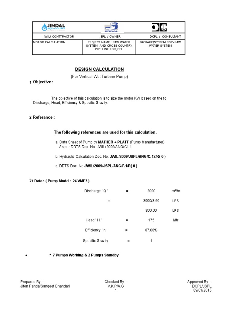 Motor Sizing Calculation | PDF