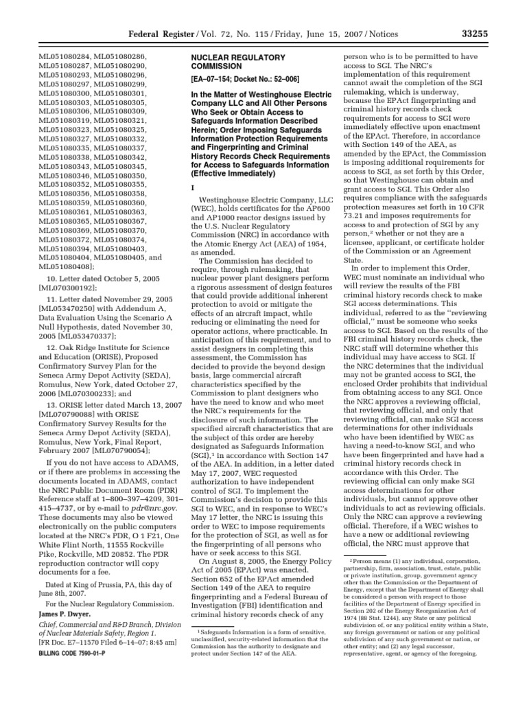 Federal Register / Vol. 72, No. 115 / Friday, June 15, 2007 / Notices ...