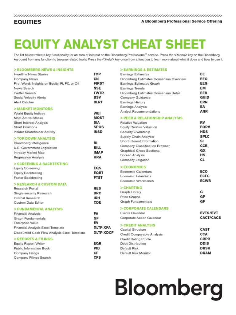 Equity Analyst Cheat Sheet | PDF | Business