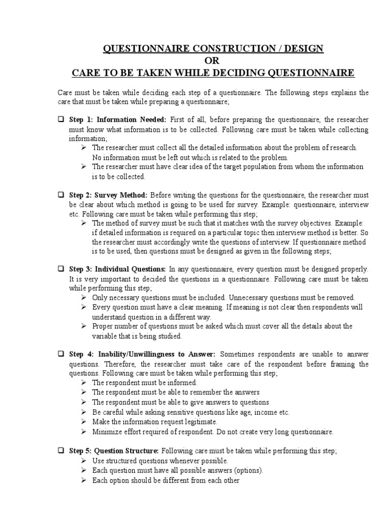Questionnaire Construction | PDF | Questionnaire | Survey Methodology