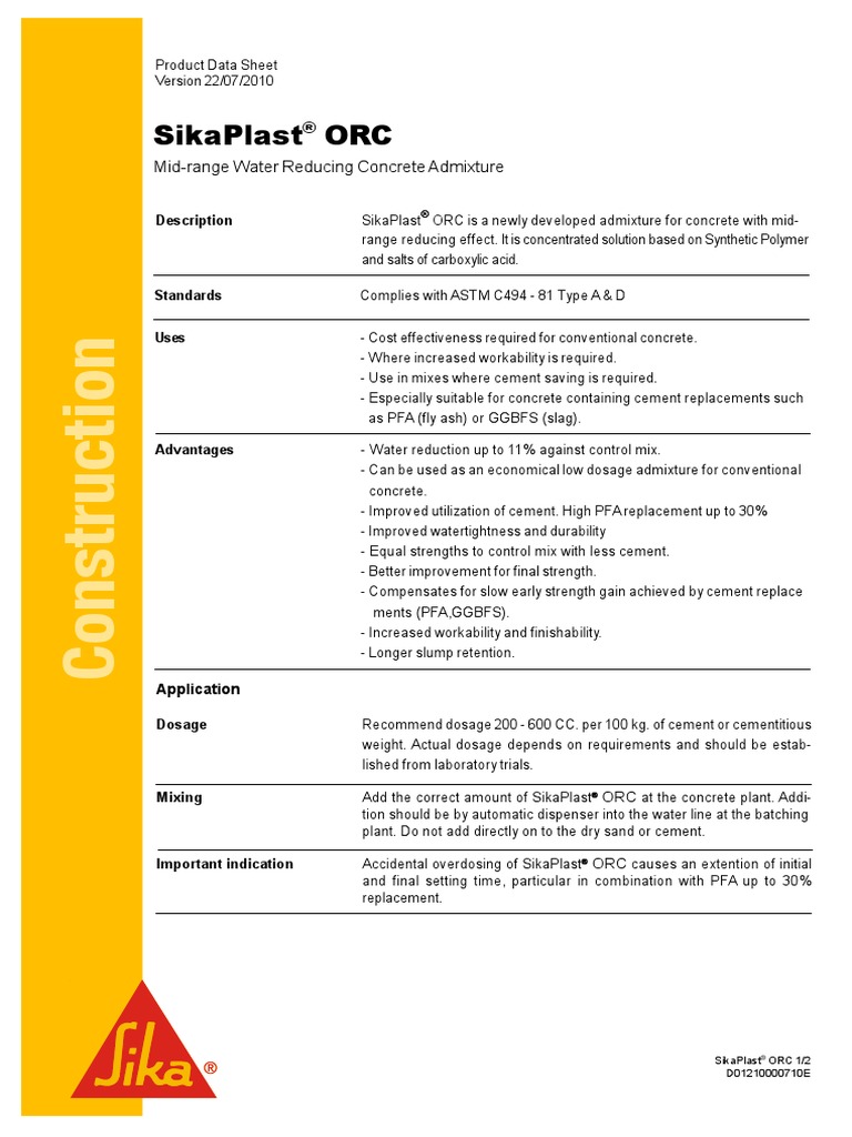 Sika PDS E SikaPlast ORC | Concrete | Cement