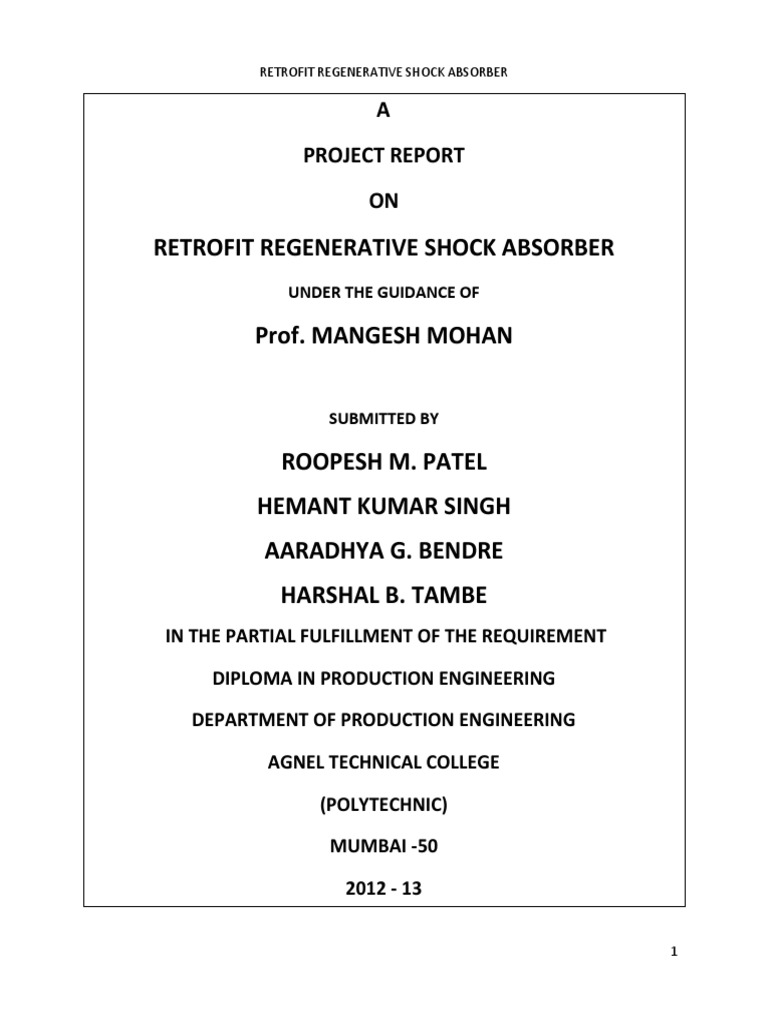 Retrofit Regenerative Shock Absorber Project | PDF | Gear | Vehicles
