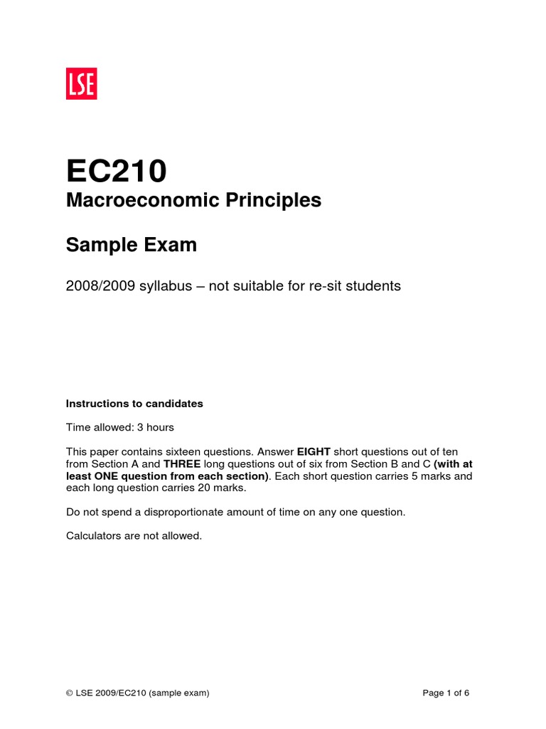 Ec 210 Sample Exam | PDF | Taxes | Economics
