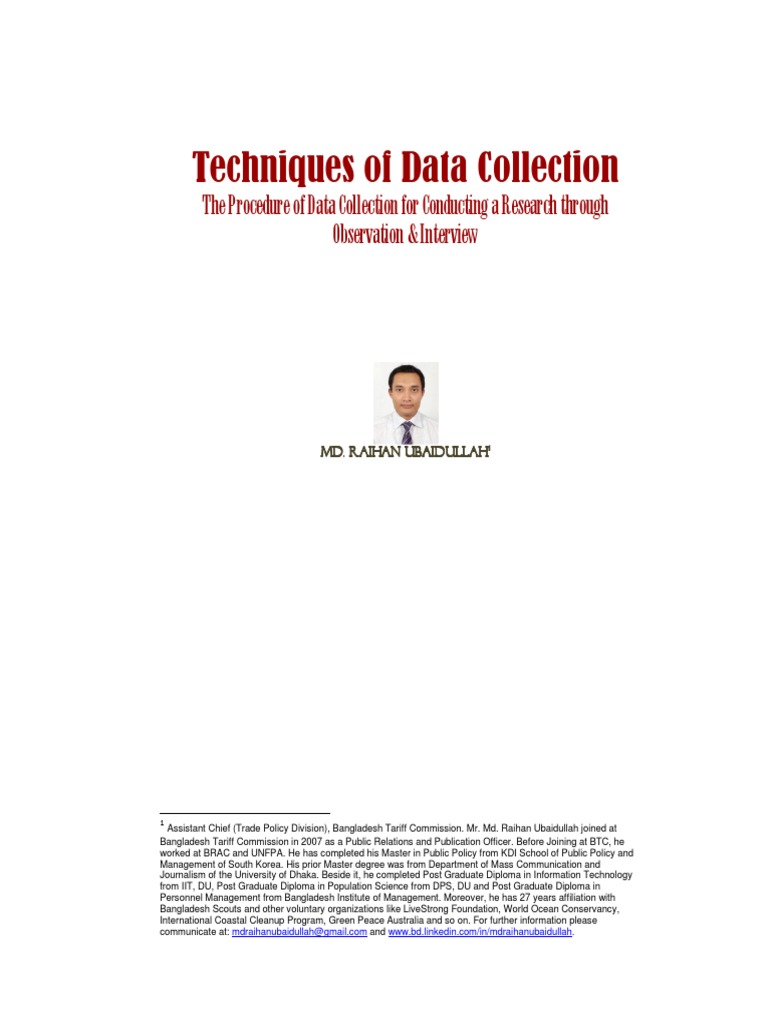 Techniques of Data Collection: The Procedure of Data Collection For ...
