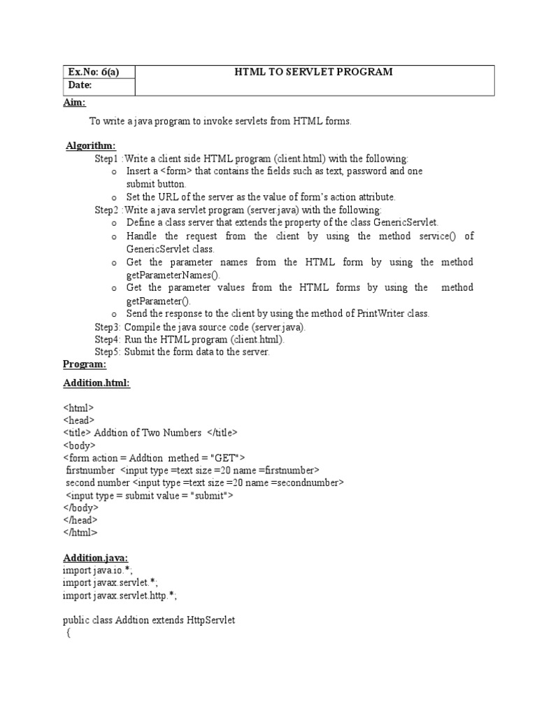 HTML to Servlet Programming Guide | PDF