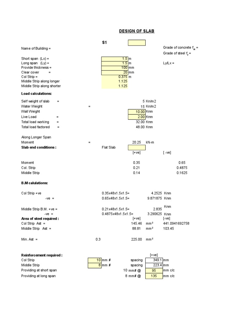 Water Tank Slab Design and Reinforcement | PDF | Beam (Structure ...