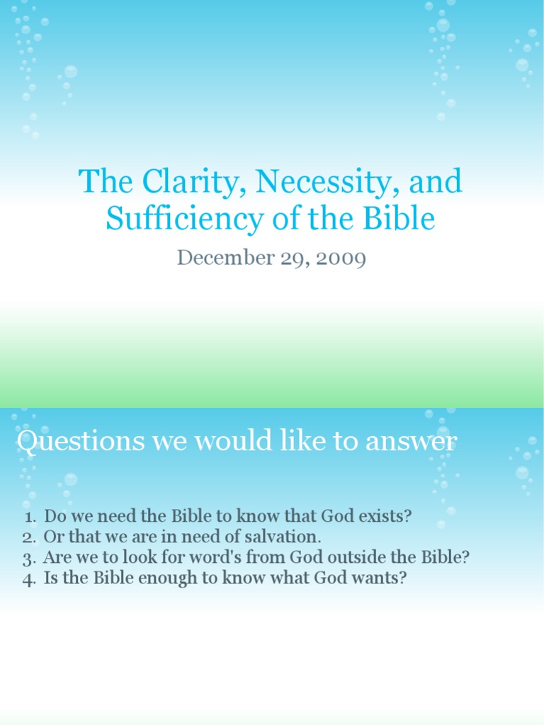 The Clarity Necessity and Sufficiency of Scripture | The Gospel | Jesus