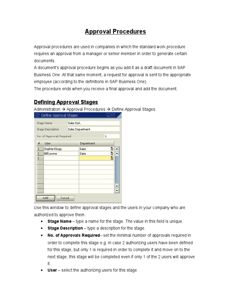SAP B1 Approval Procedures | PDF | Document | Menu (Computing)