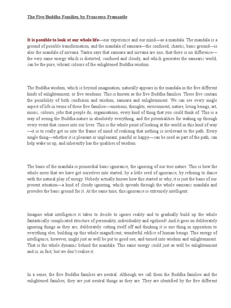 Understanding the Five Buddha Families | PDF | Mandala | Śūnyatā