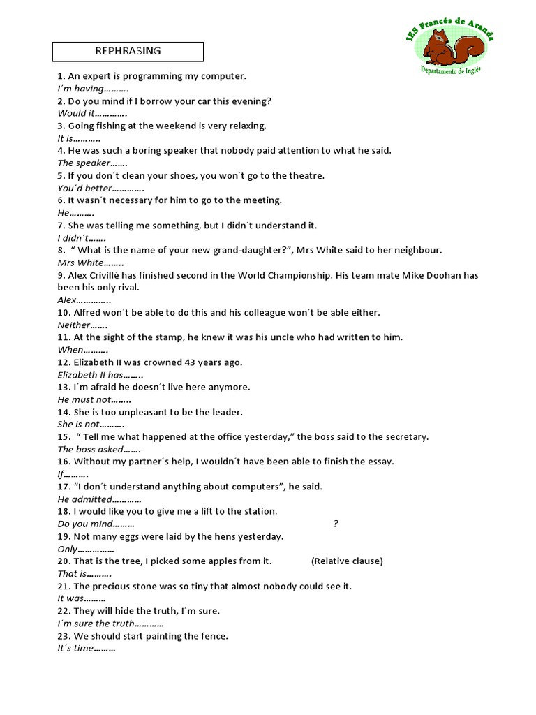 Solutions and Explanations for Rephrasing Exercises | PDF