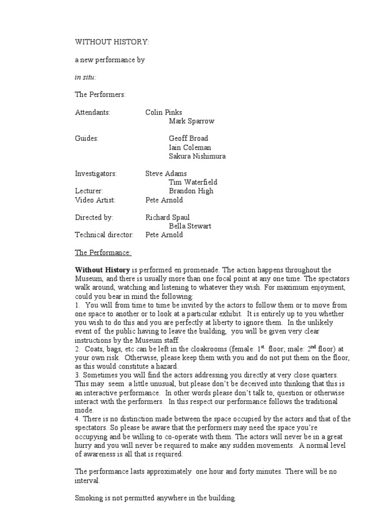 2002 Without History Programme | PDF