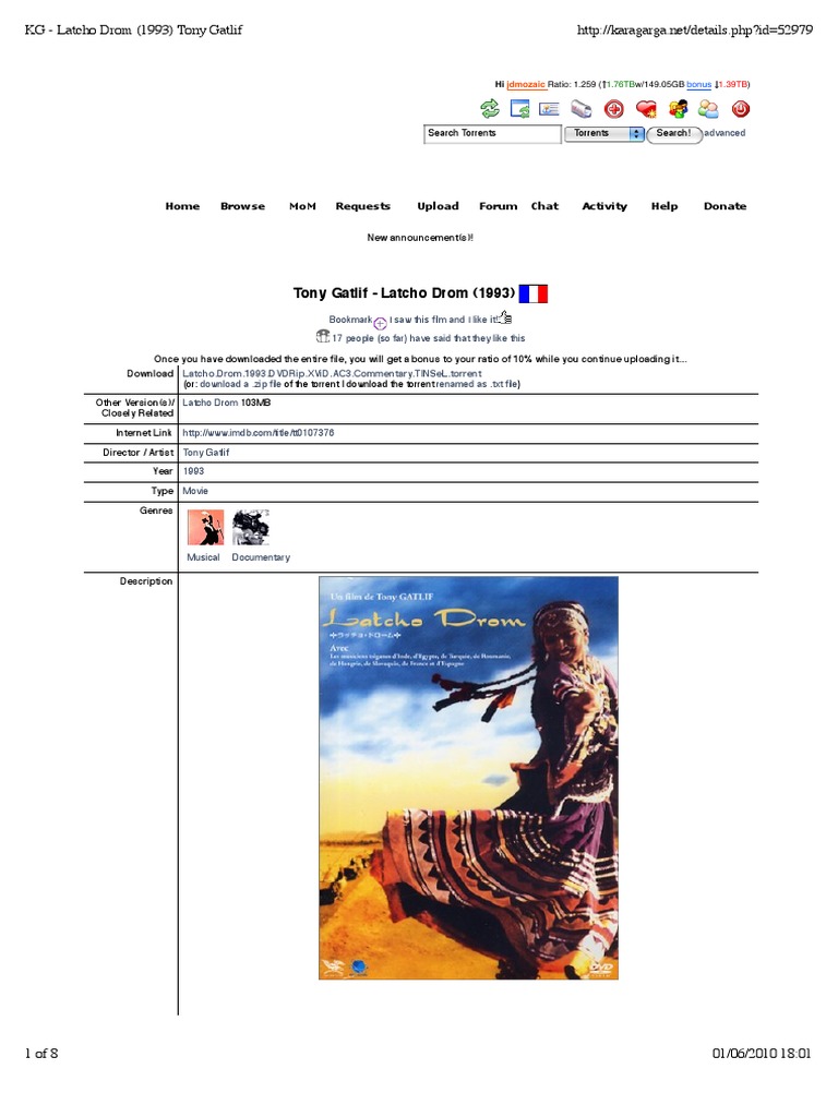 Latcho Drom (1993) Tony Gatlif | PDF | Multimedia | Media Technology