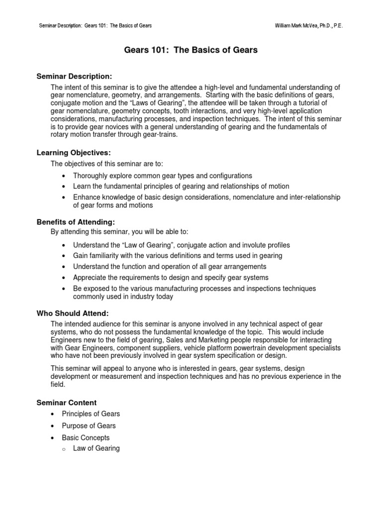 Gears 101: Fundamentals of Gear Design | PDF | Gear | Design