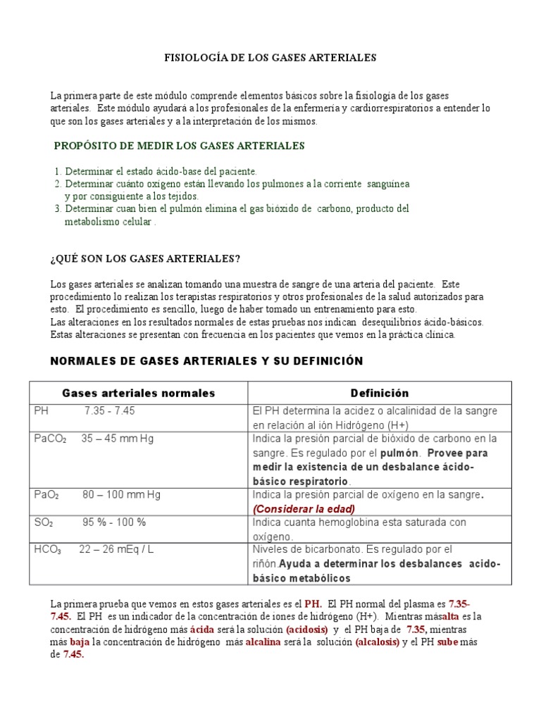 Fisiología de Los Gases Arteriales | PDF | Solución tampón | Sangre