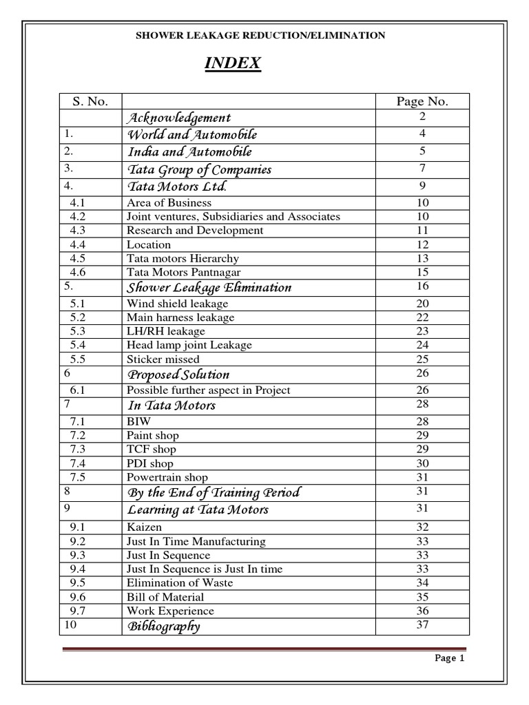 Shower Leakage at TATA Motors Plant | PDF | Industries | Vehicles