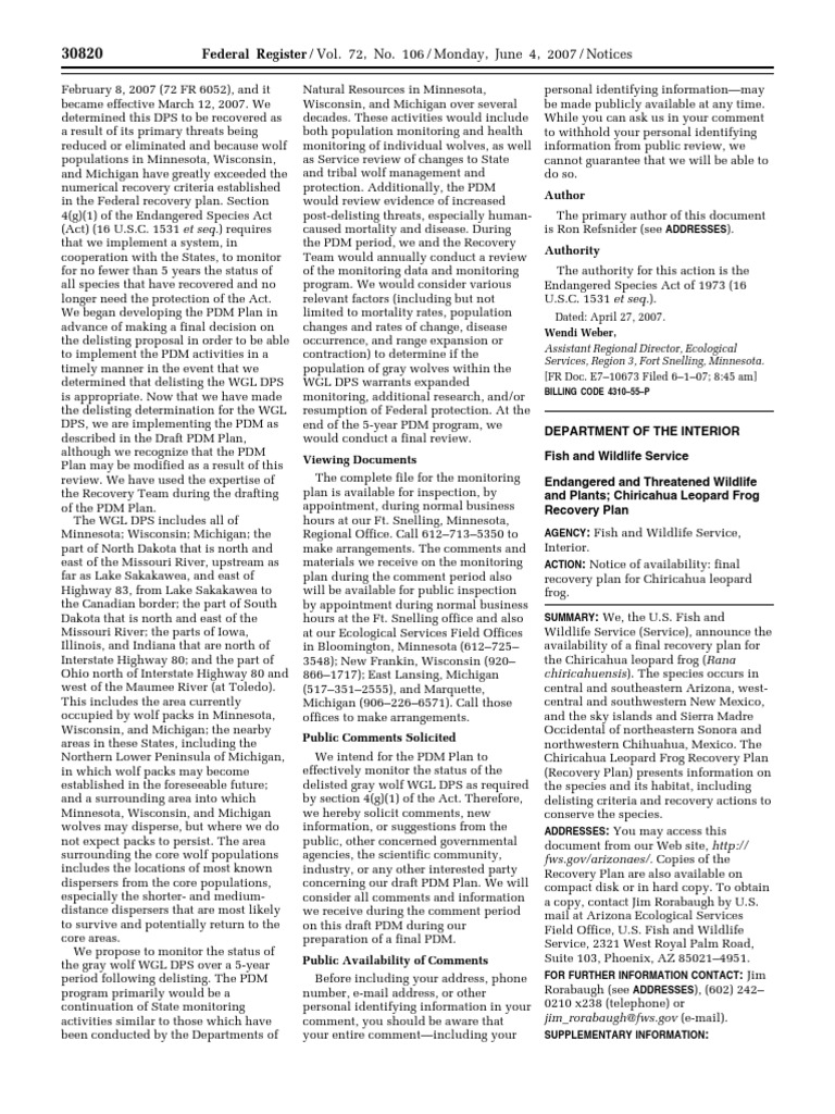 Notice: Comprehensive Conservation Plans Availability, Etc.: Chiricahua ...