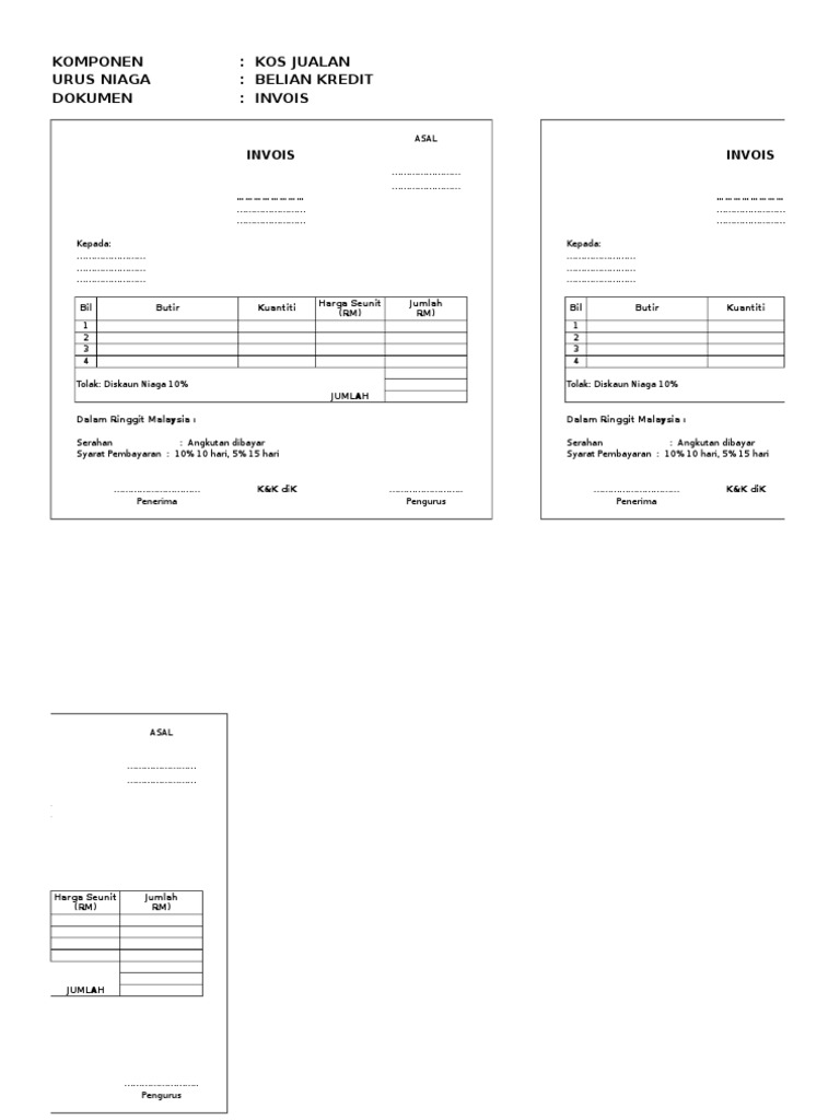Template Invois Asal | PDF