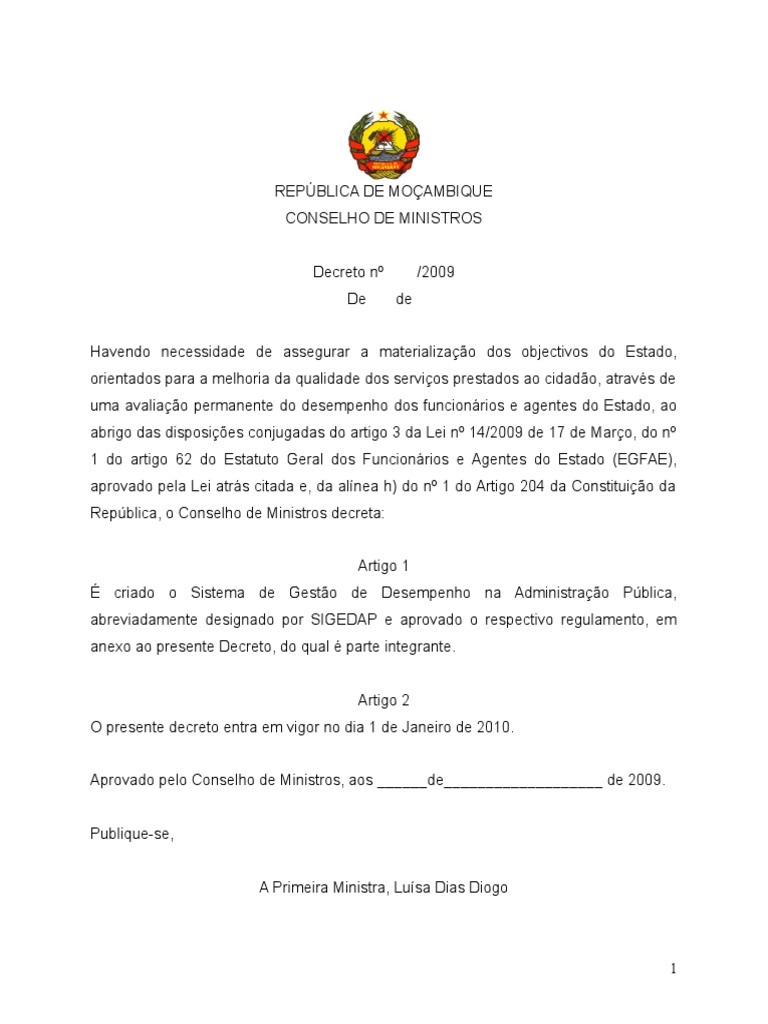 Sigedap Aprovado CM | PDF | Administração pública | Ministros (governo)