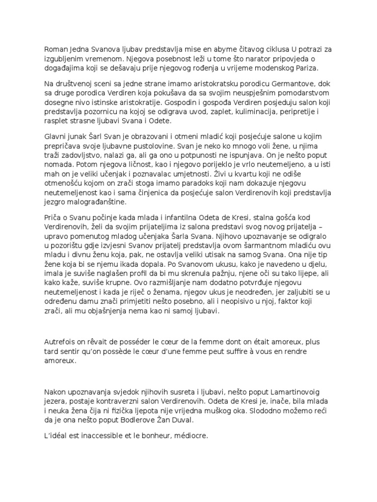 Jedna Svanova Ljubav-Prust | PDF