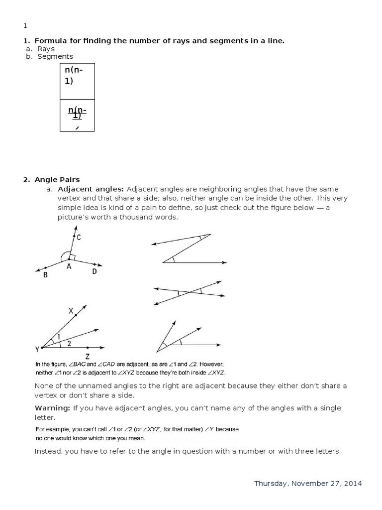 N (n-1) N (N - 1) 2: 1. Formula For Finding The Number of Rays and ...