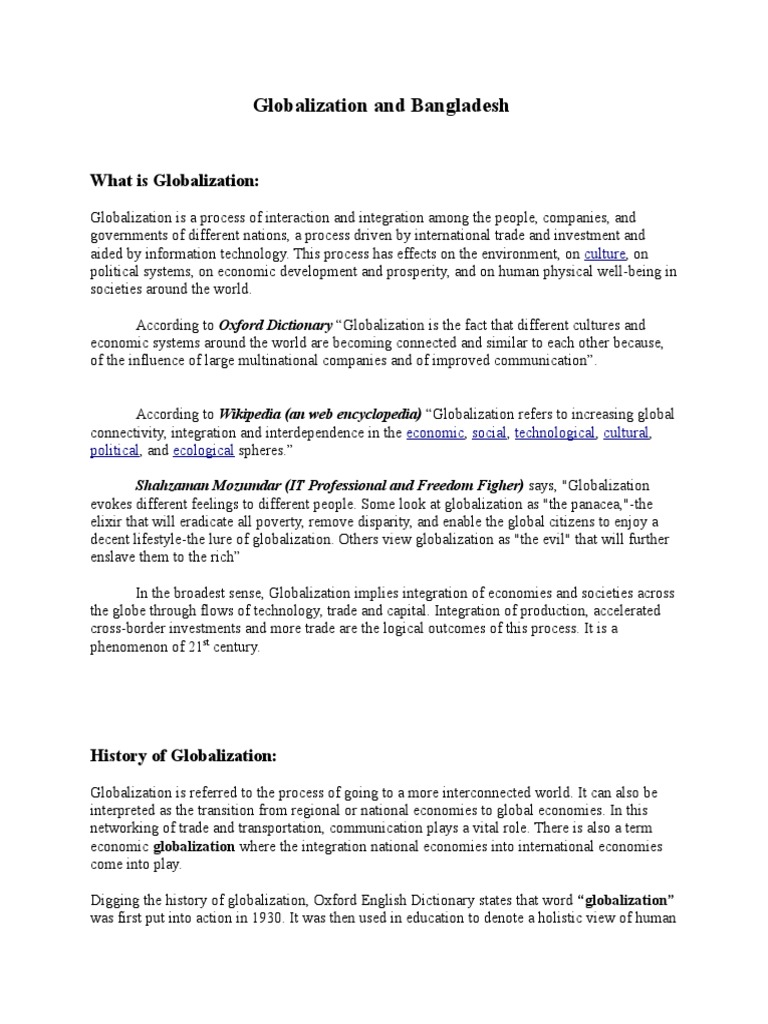 Assignment (Globalization) | Download Free PDF | Globalization | Bangladesh